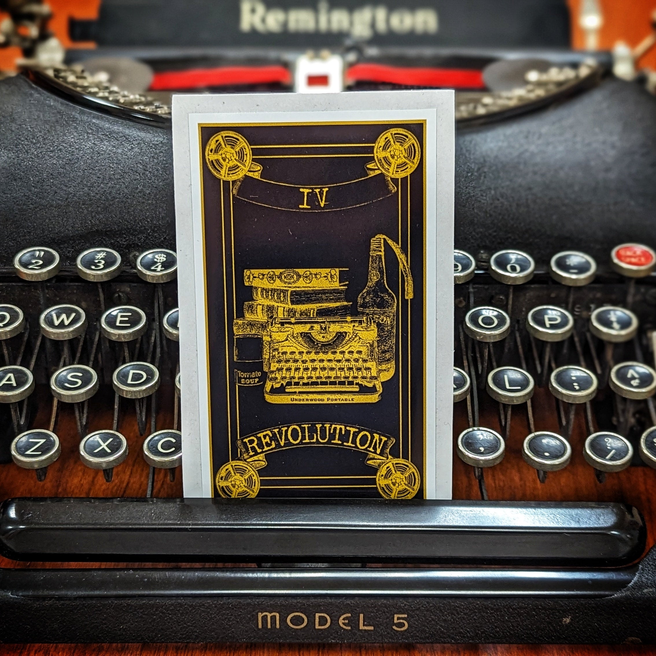"Typewriter Tarot 4 Harbingers of Revolution" 3.5x5.5 Vinyl Typewriter ...